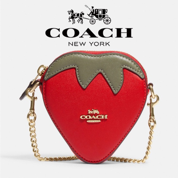 Coach | Bags | Coach Strawberry Fruit Red Leather Summer Chain ...